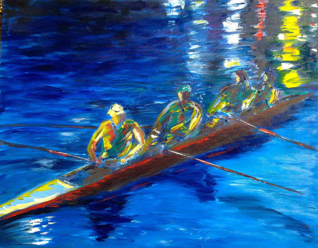 Rowers at Dusk - Rowing Painting – Garth Bayley Art