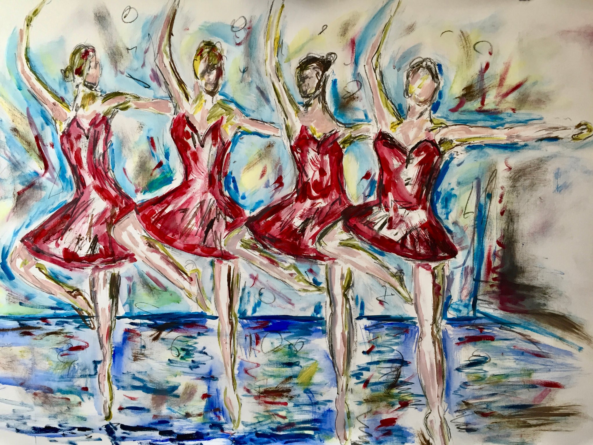 Ballet Dancers in Red - Ballet Painting – Garth Bayley Art