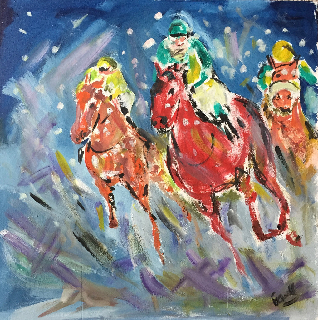 Snow Racing - Horse Racing Painting – Garth Bayley Art